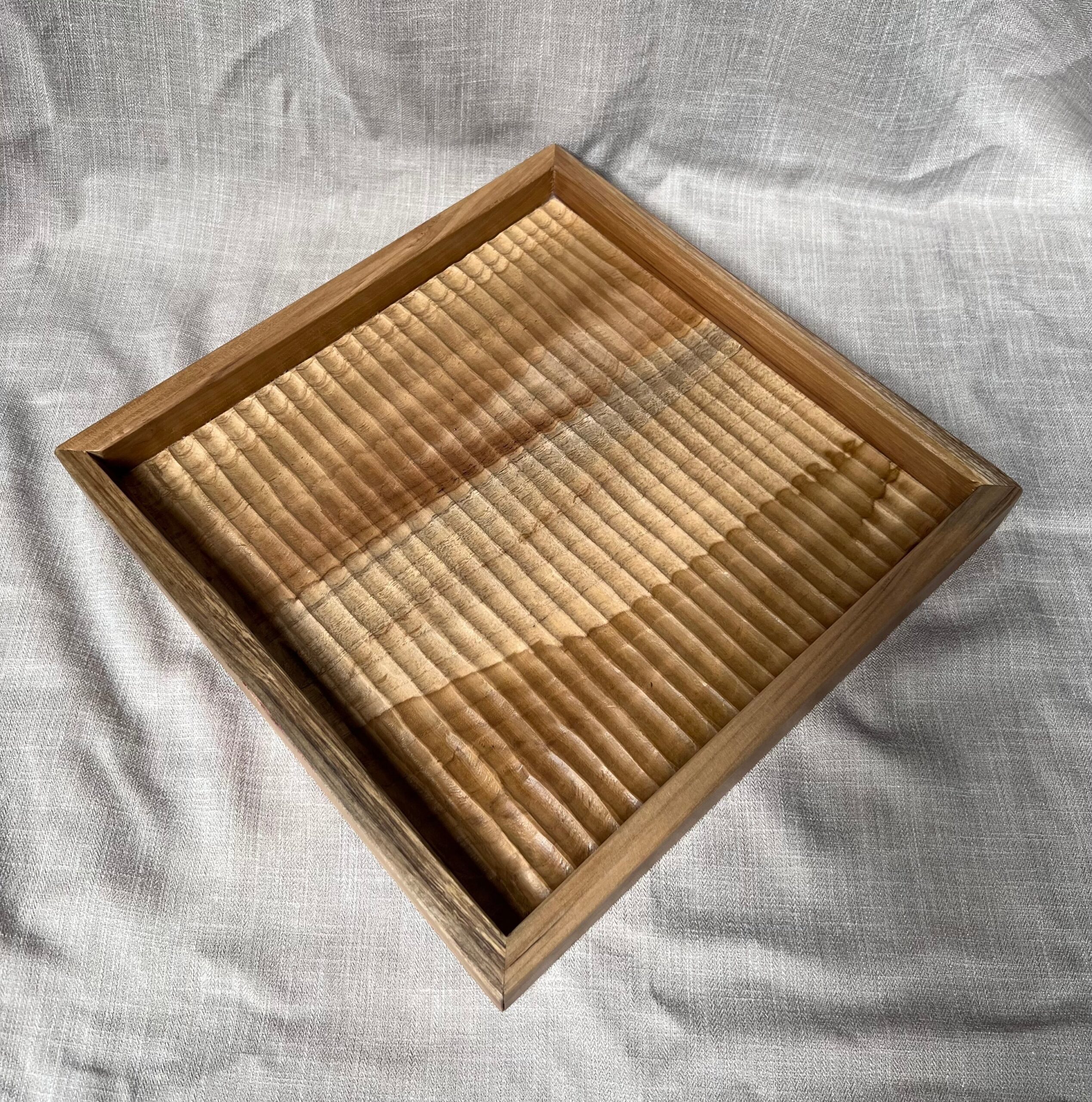 Teak Square Ripple Tray – CASA & CO